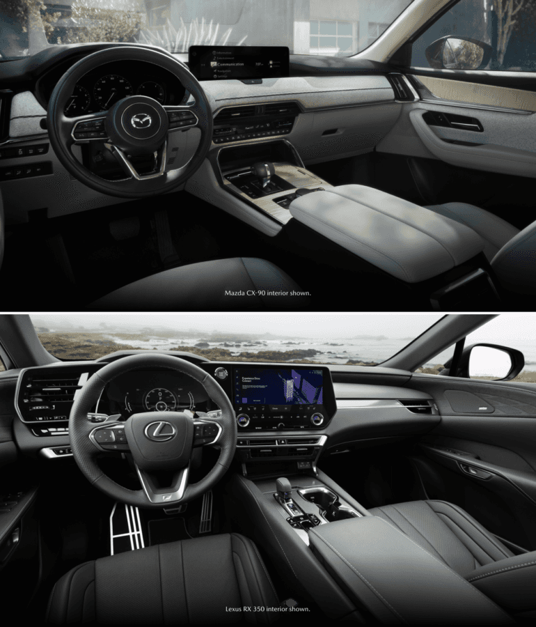 New 2024 Mazda CX-90 Vs. 2024 Lexus RX 350 SUV Comparison