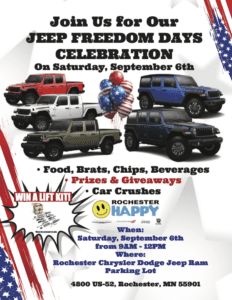 Jeep Freedom Days Celebration | September 6, 2025| Rochester CDJR