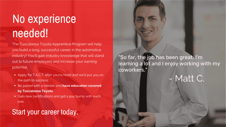 Toyota Apprenticeship Career Training | Tuscaloosa Toyota