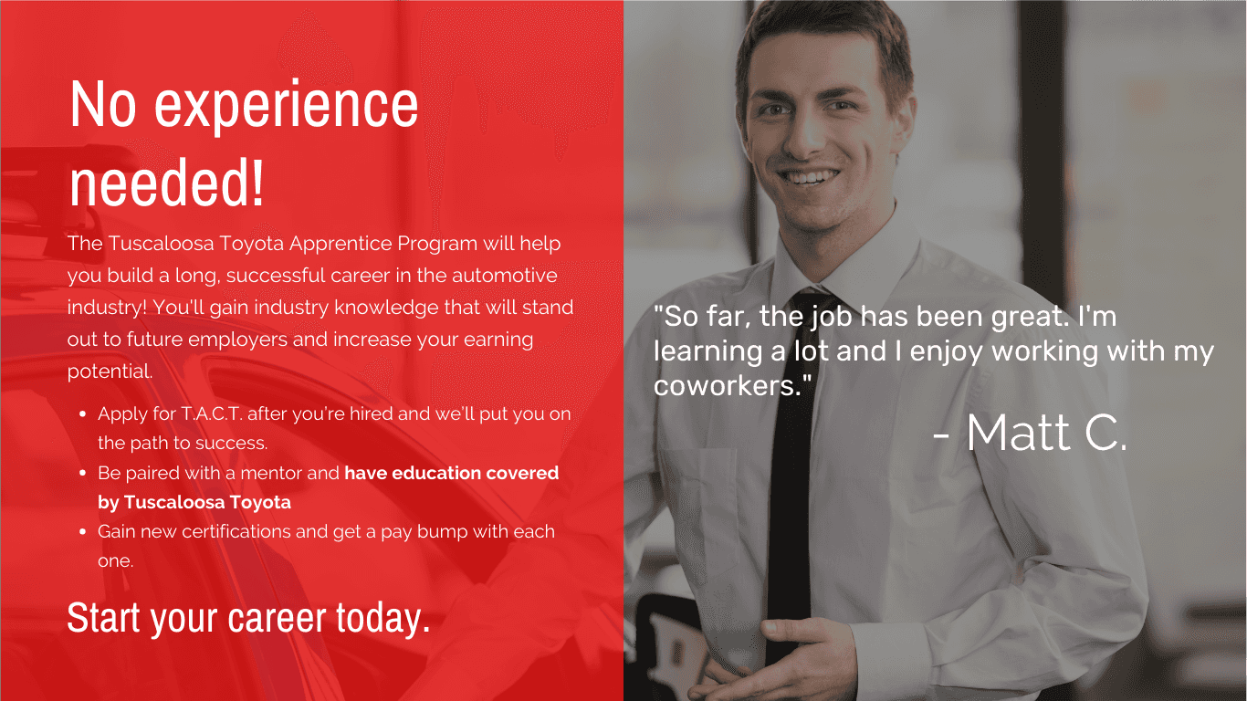 Toyota Apprenticeship Career Training | Tuscaloosa Toyota